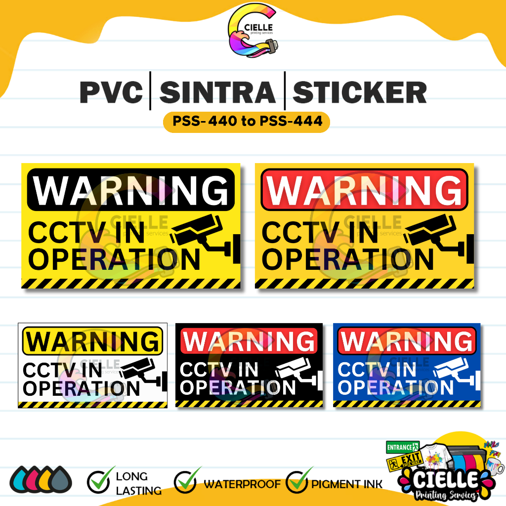 PVC SINTRA STICKER SIGNAGES (PSS-440 &PSS-444) - WARNING CCTV IN ...