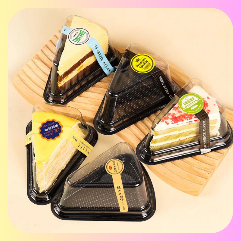 100Pcs Slice Cake Container Triangle Cake Box Clamshell Cake Box Clear ...