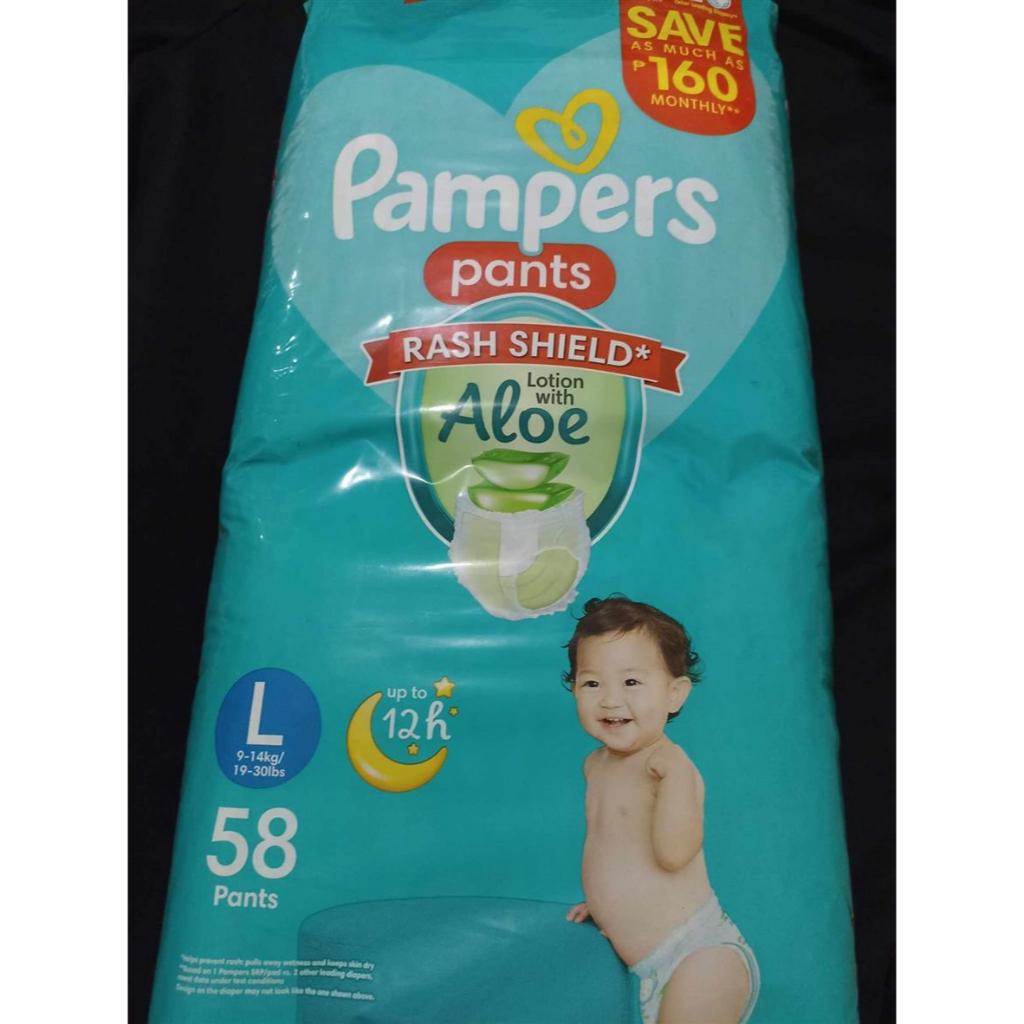 Pampers Large with Aloe Rash Shield Diaper Pants 58pcs | Shopee Malaysia