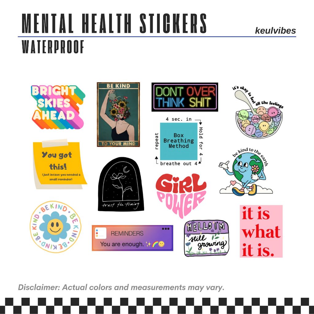 Mental Health Sticker Positive Vibes Words Affirmation Aesthetic Girl ...