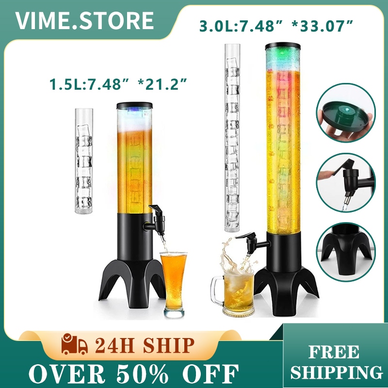 Tower beer dispenser juice dispenser ice tube and lighting LED 1.5L/3.0L Beer tower | Shopee ...
