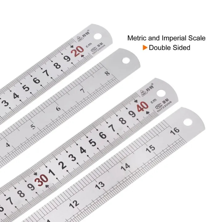 Stainless Steel Straight Ruler 20cm/30cm/60cm/100cm Metal Ruler EVER ...