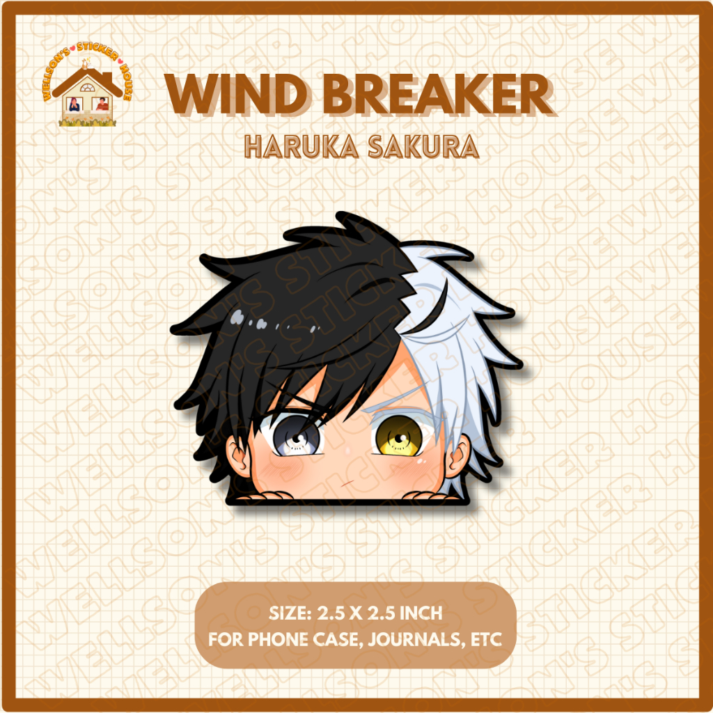 Anime Wind Breaker Haruka Sakura Vinyl Waterproof Matte Peeker Sticker ...