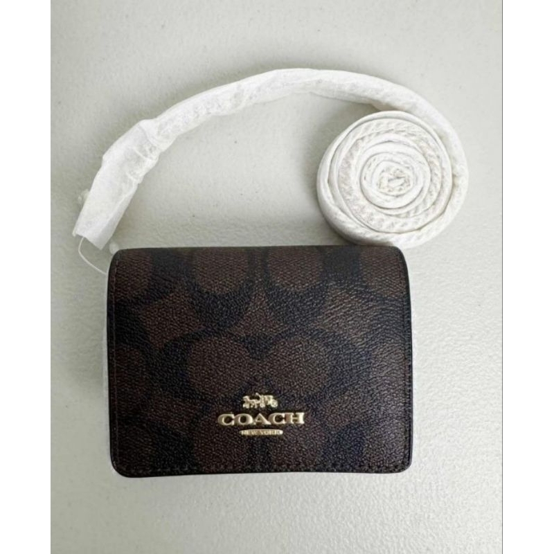 and brand new Coach Mini Wallet On A Chain In Signature Canvas | Shopee ...