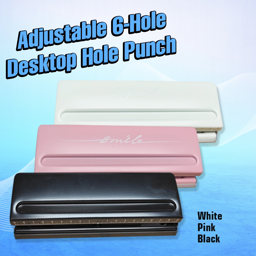 Adjustable 6-Hole Desktop Punch Puncher for A4 A5 A6 B7 Diary Planner ...