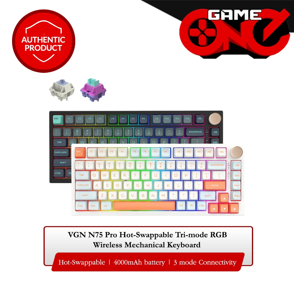 VGN N75 Pro Hot-Swappable Tri-mode RGB Wireless Mechanical Keyboard | Shopee Malaysia