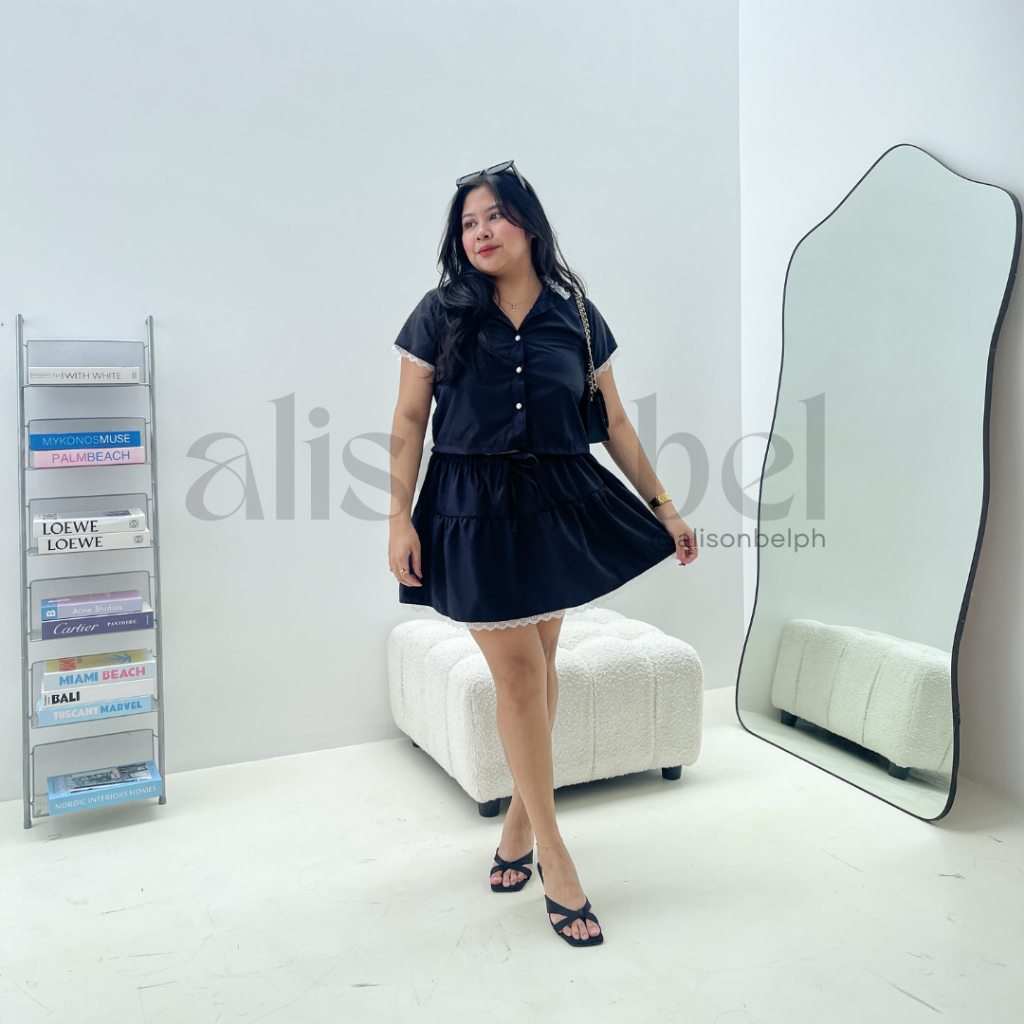 ALISON BEL: Nathalie Skirt Set Plain in Large Size | Shopee Malaysia