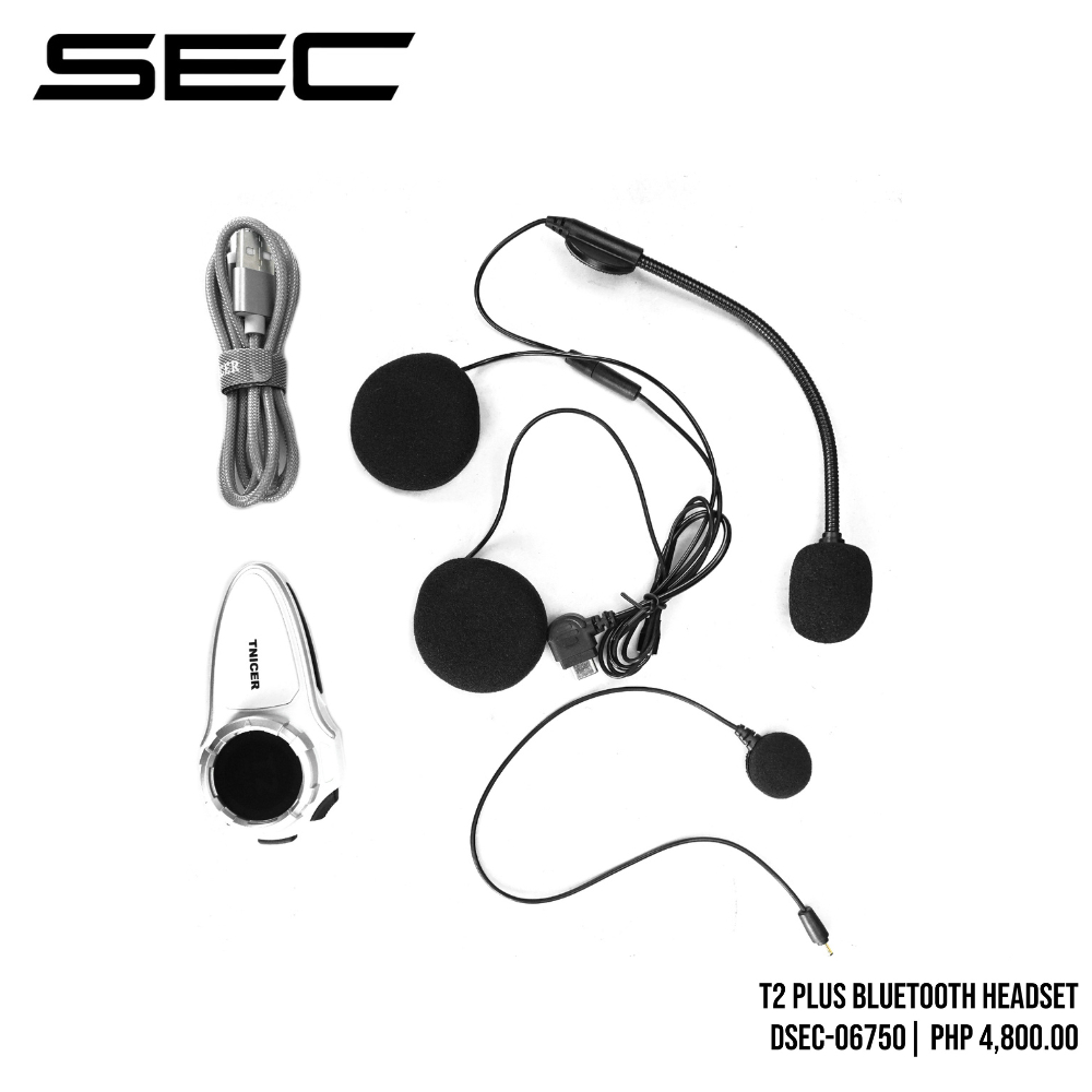 Sec Intercom for Helmet Bluetooth T2 Plus Bluetooth Headset (DSEC-06750 ...