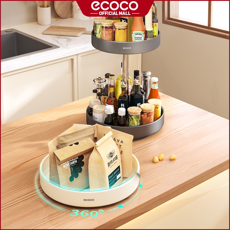 Ecoco Space Aluminum 360 Rotating Condiments Organizer Spice Storage ...