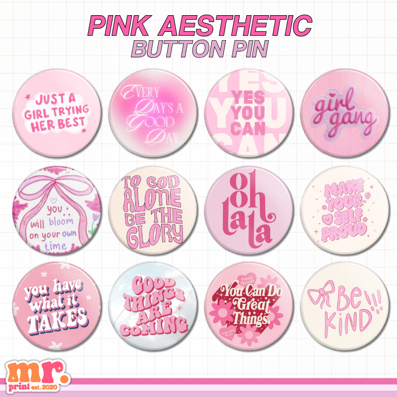 PINK AESTHETIC BUTTON CUTE GIRLY BUTTON PIN | Shopee Malaysia