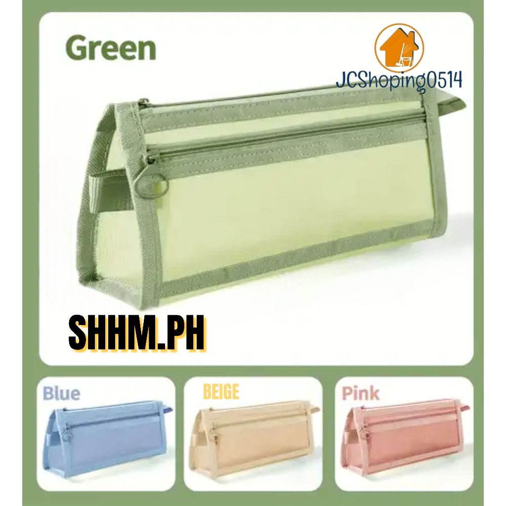 SHHM.PH PenBag Transparent Mesh Stationery Bag Student Pencil Case ...