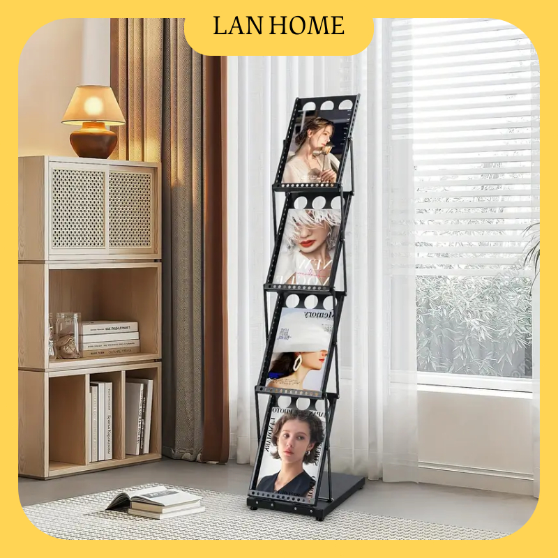 Foldable Magazine Display Rack Stand A4 Brochure Stand Rack Iron Book ...