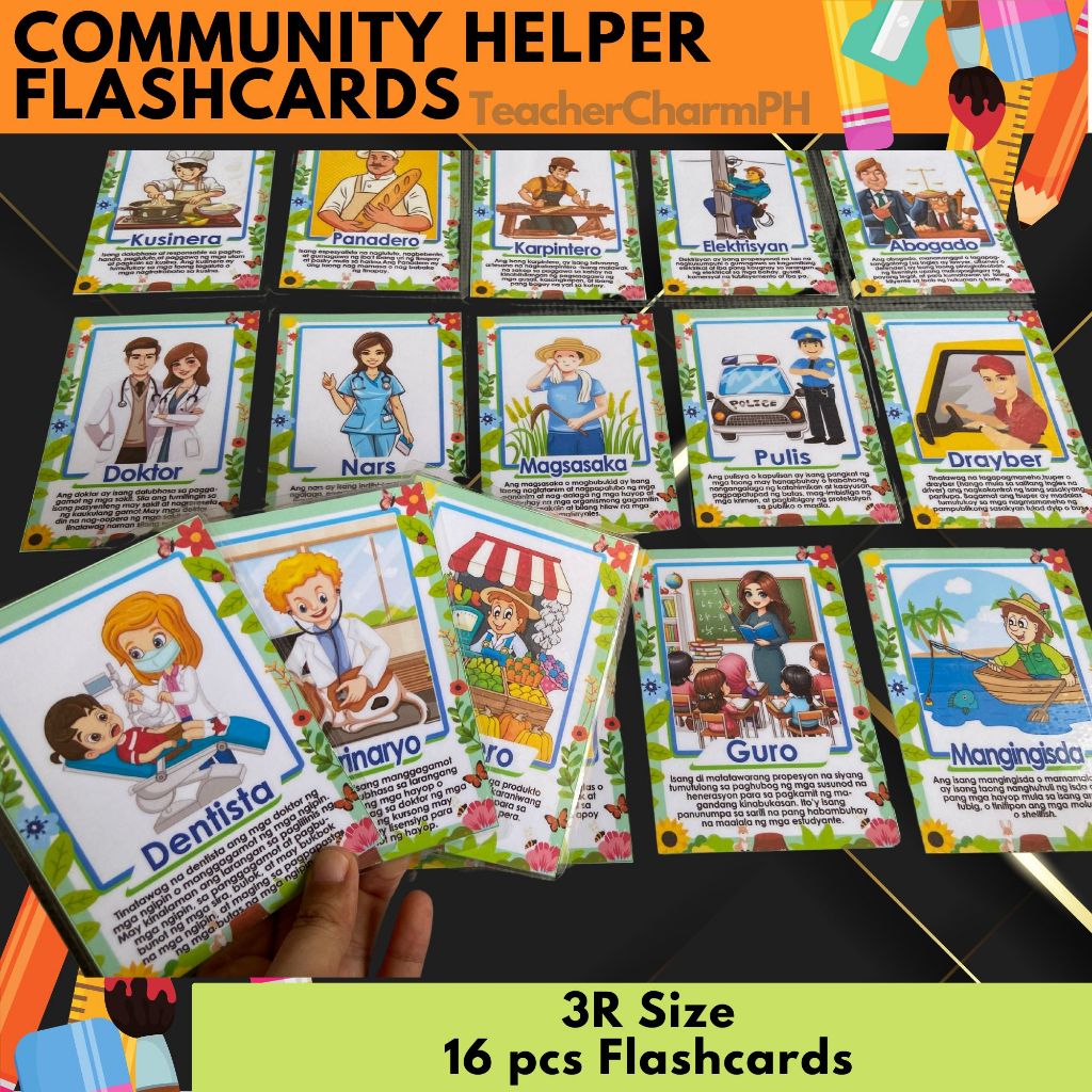 COMMUNITY HELPERS Laminated Educational Flashcards | Shopee Malaysia