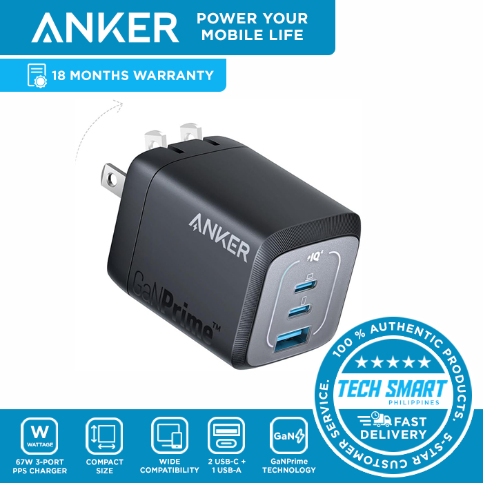 Anker Prime 67W USB C Charger, Anker GaN 3-Port Compact Fast PPS Wall ...