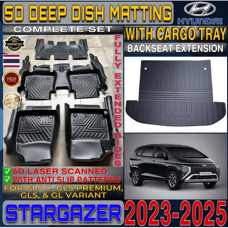 Hyundai Stargazer 2023-2025 5D Deep Dish Matting with Cargo Tray with ...