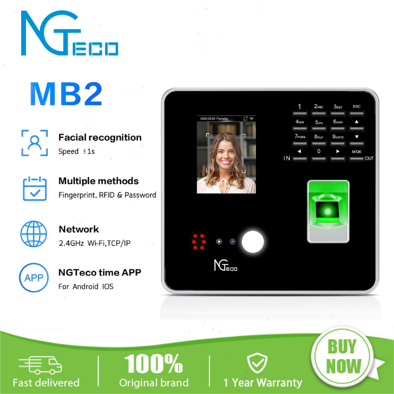 NGTeco MB2 Face Time Attendance Machine RFID Card PIN Finger Time Clock ...