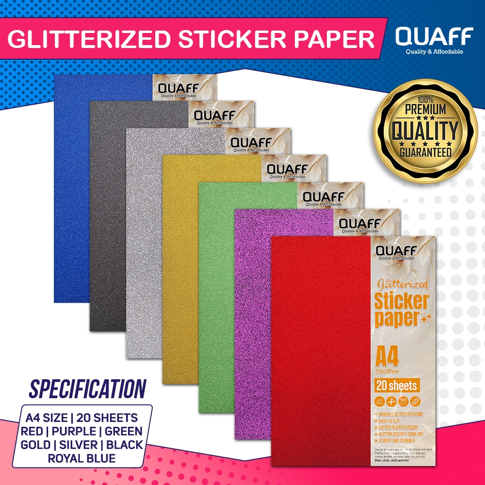 QUAFF Glitterized Sticker Paper (20 sheets/pack) | Shopee Malaysia