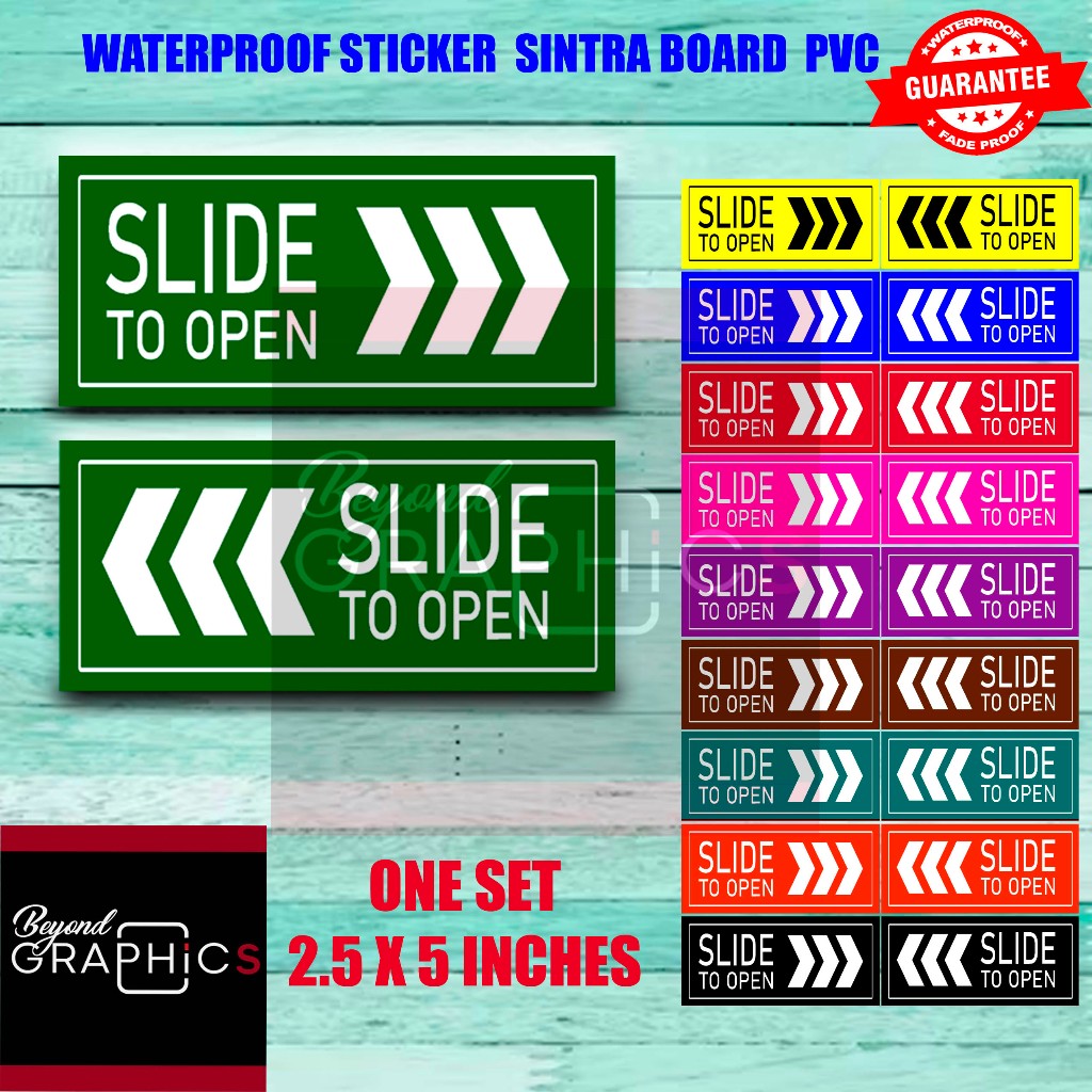Beyond Graphics Slide to Open Door Sticker Sign Set l Door Sign l ...