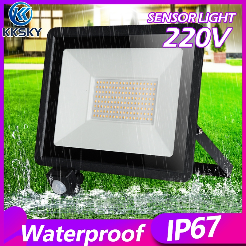 KKSKY 220V Human Body Sensor Electric Flood Light Led Waterproof NO SOLAR Outdoor Spotlight Ip66 ...