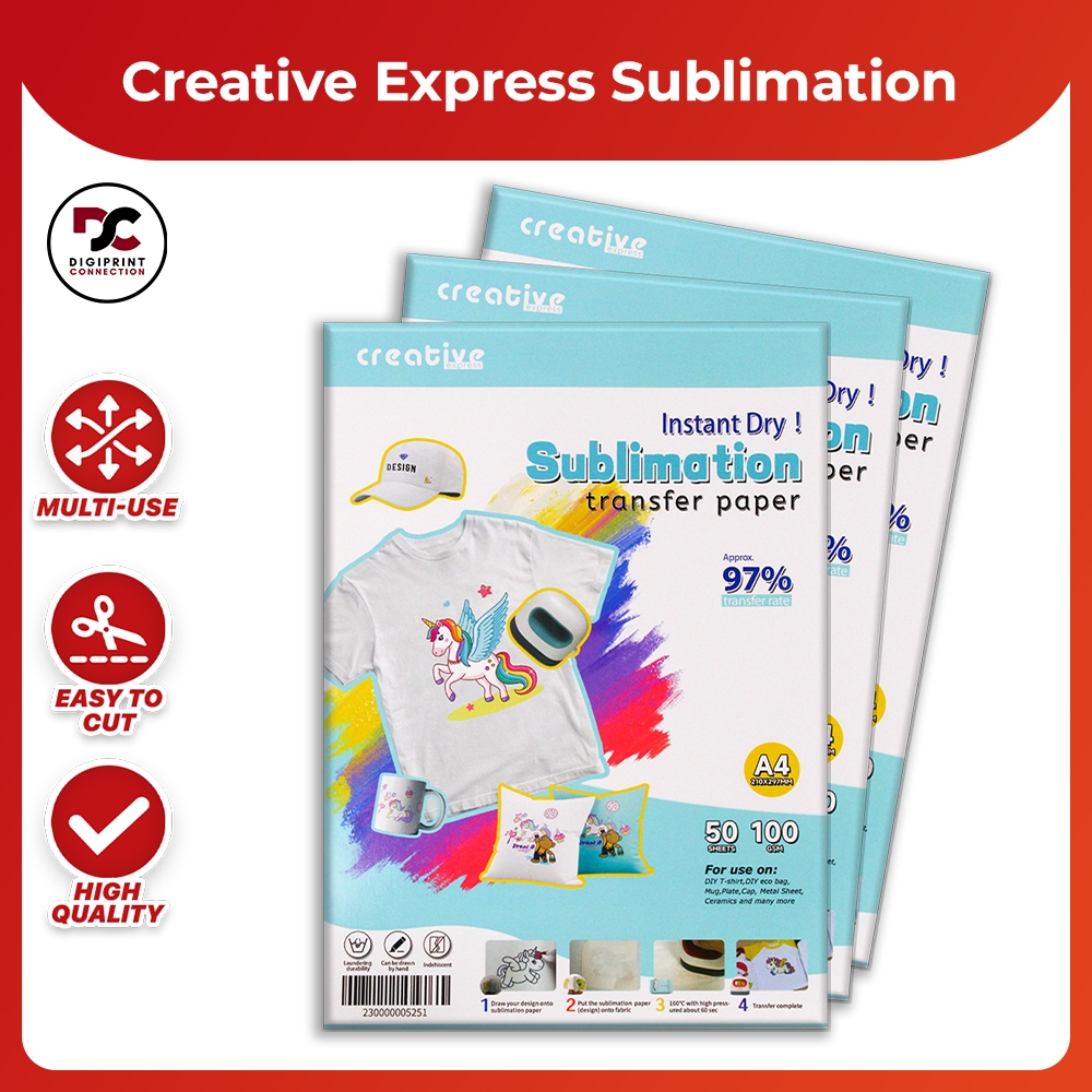 Creative Express Sublimation Transfer Paper A4 Size 100gsm | Heat ...