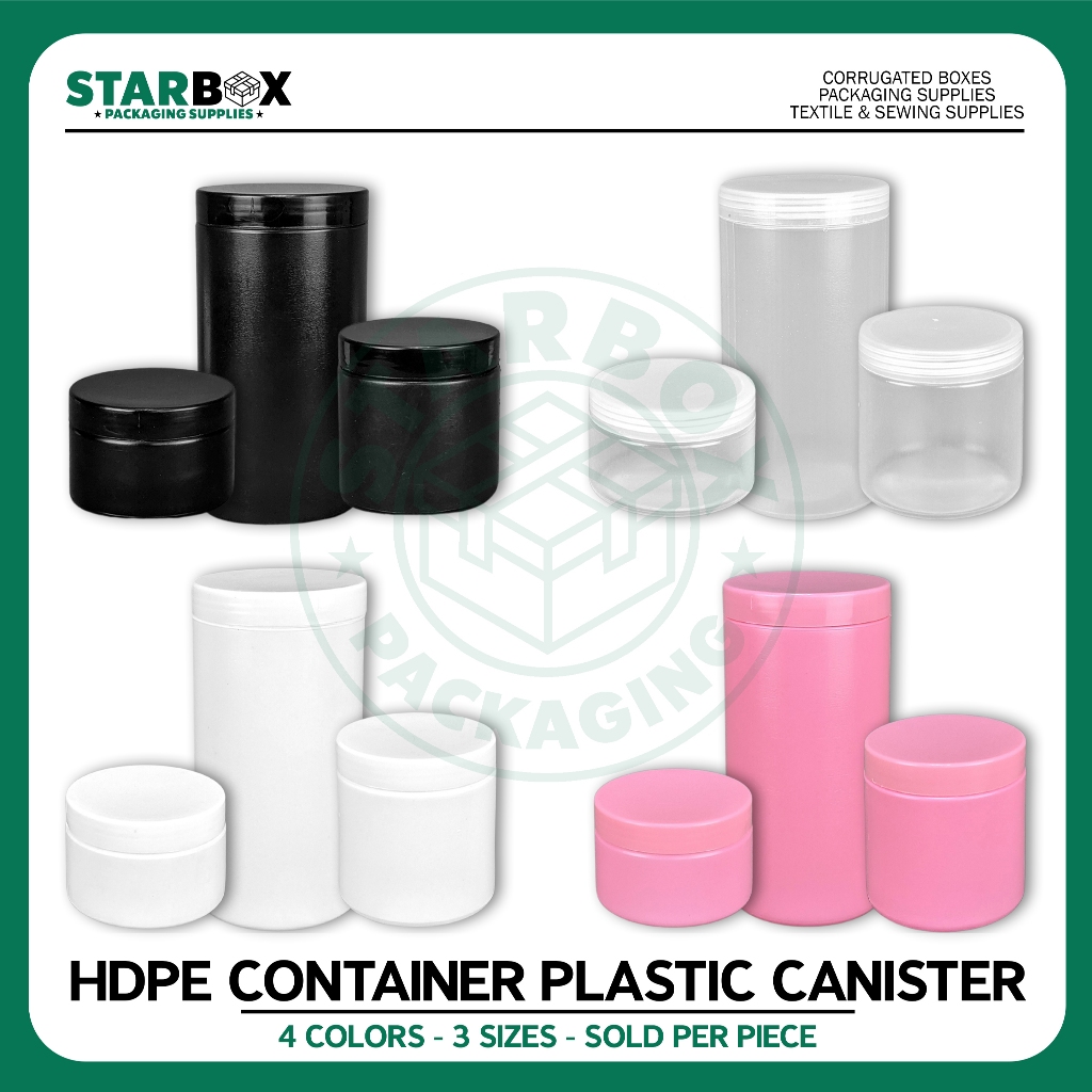 Starbox HDPE Plastic Container Canister Black White Pink and Transparent Canister 1000ml 500ml ...