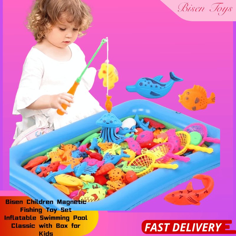 Bisen Children Magnetic Fishing Toy Set Inflatable Swimming Pool ...