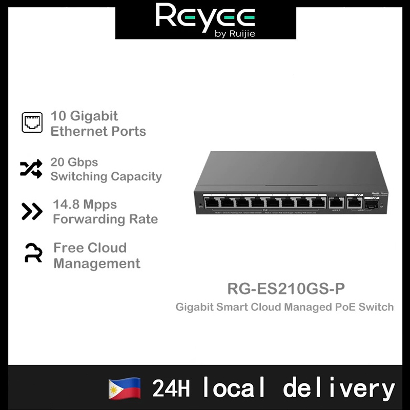 Ruijie-Reyee RG-ES210GS-P, 10-Port Gigabit Smart Cloud Managed PoE ...