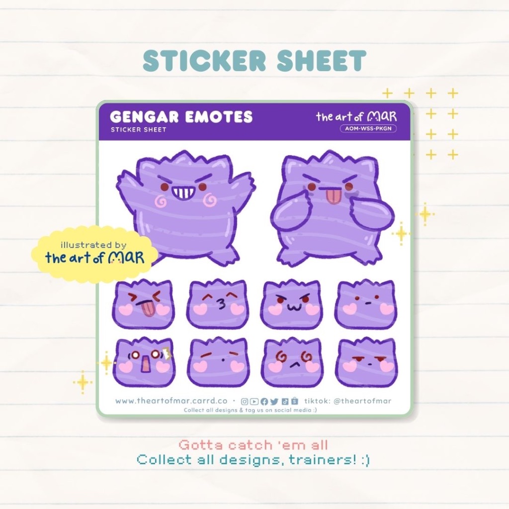 Gengar Pokemon Emotes Sticker Sheet by The Art of Mar | laptop sticker ...