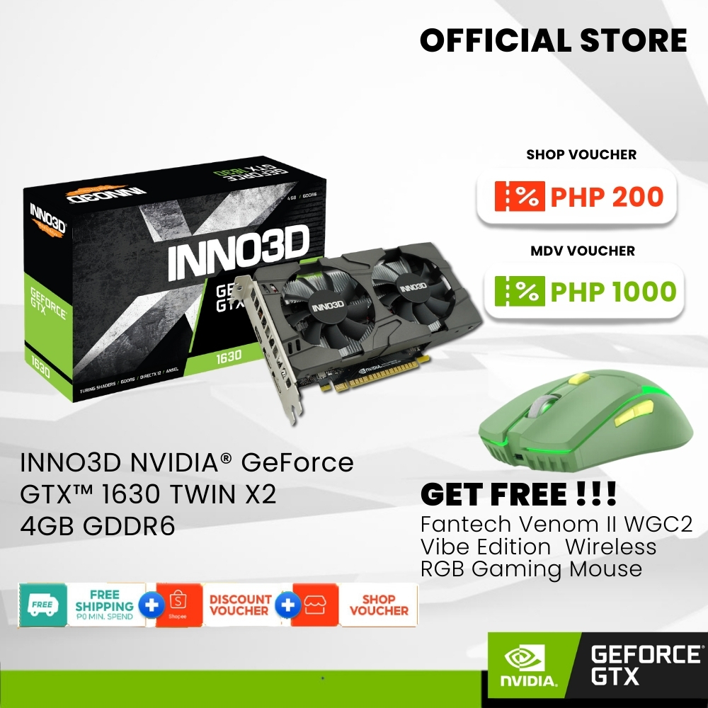 INNO3D NVIDIA GeForce GTX 1630 Twin X2 OC 4GB GDDR6 Graphic Card ...
