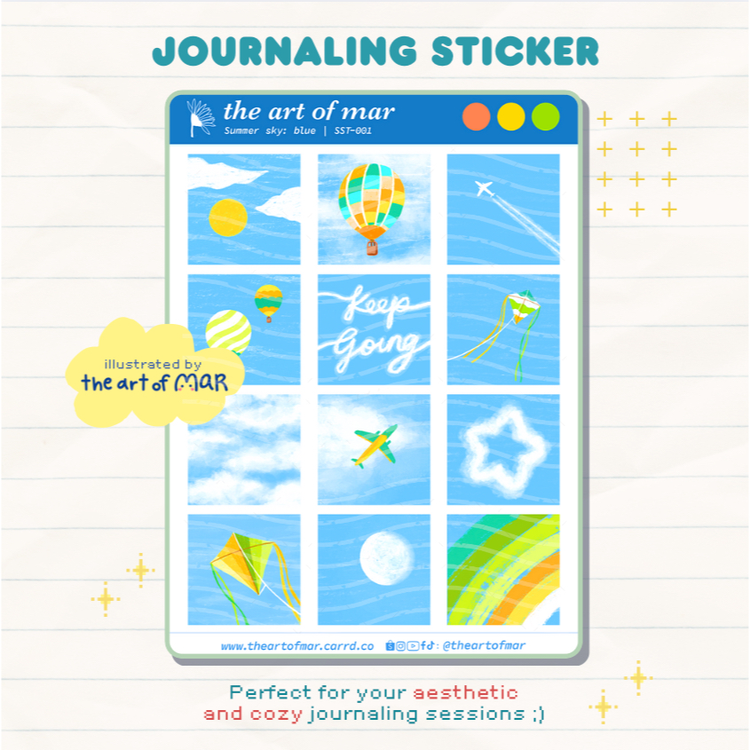 Summer sky sticker sheet, aesthetic journal sticker sheet by THE ART OF ...