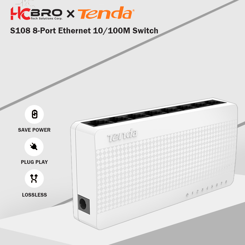 Tenda S108 8-Port Gigabit Ethernet Switch Home Network Hub, Office ...