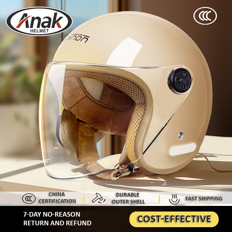 Anak with Icc Sticker Retro Classic Motorcycle Half Face Helmet for ...
