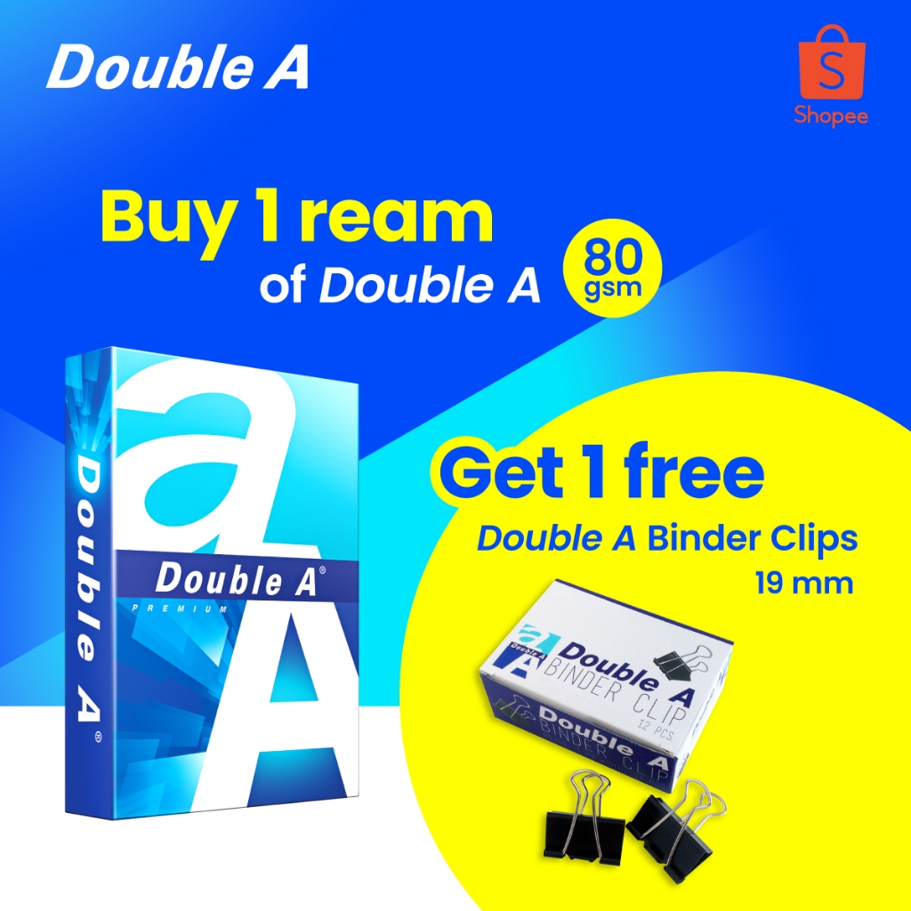 Double A Bond Paper 80GSM 500 Sheets (F4) W/ Free 1 IB Double A Binder ...