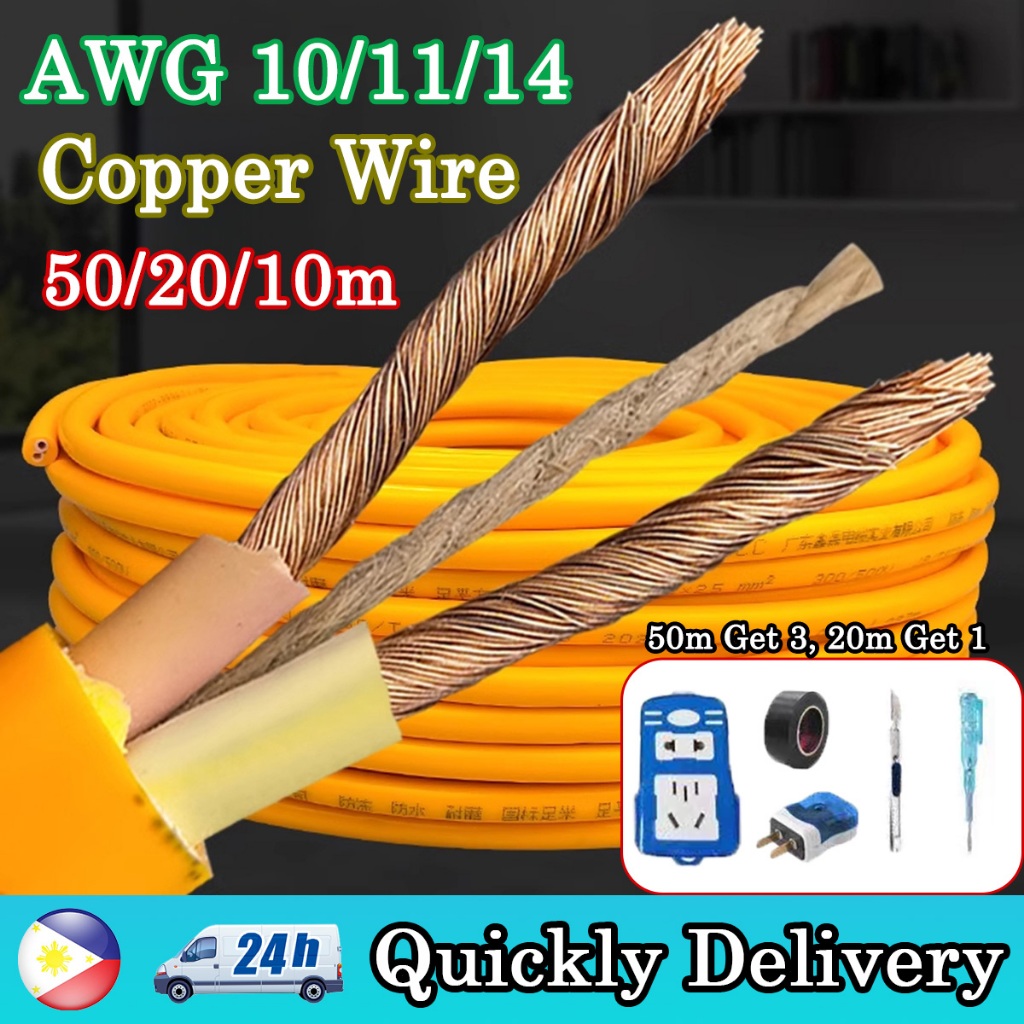 Flexible Wire 50m 20m 10m Heavy Duty 2 Core Round Cable 6mm2 4mm2 2 ...