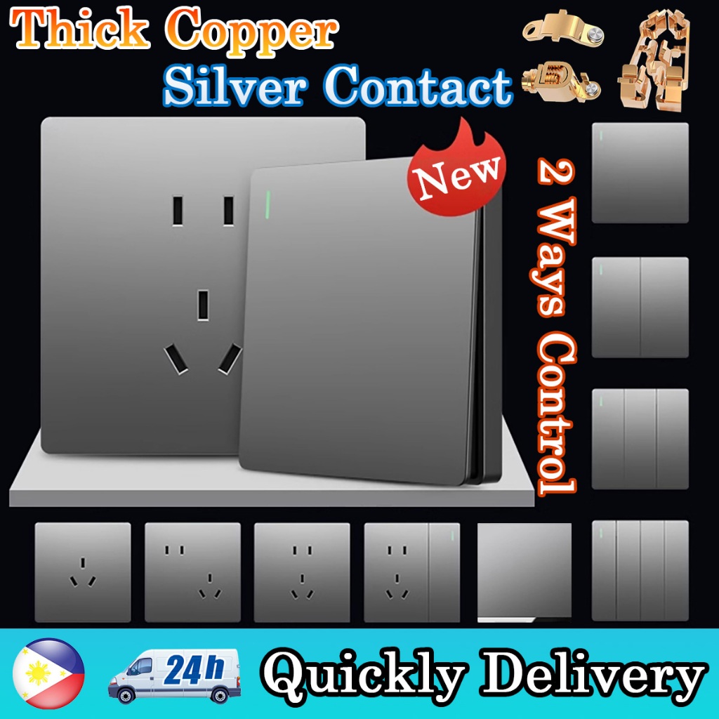 Type 86 Switch Panel 16A 3/5 Holes 1/2/3/4 Gang 2 Ways Concealed ...