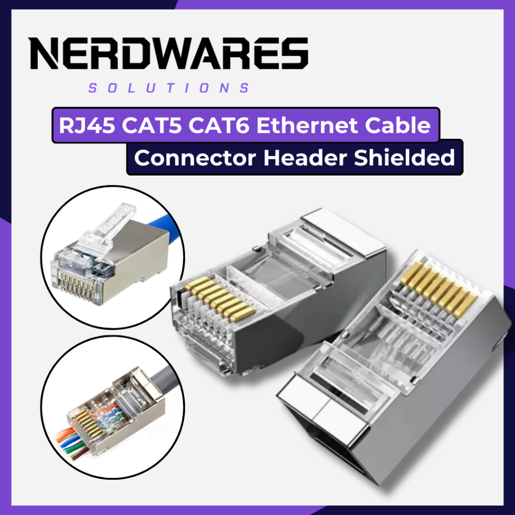 RJ45 CAT5e CAT6 Ethernet Cable Connector Header Plug Passthrough ...