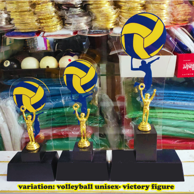 VOLLEYBALL ACRYLIC SET OF TROPHIES/QUALITY TROPHIES,WOODEN BASE,DI NATUTUKLAP ANG DESIGN NAKA ...
