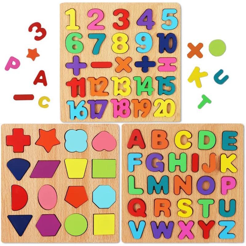 (Little Orange)ABC Alphabet Digital Puzzle Wooden Toys Number Letter ...