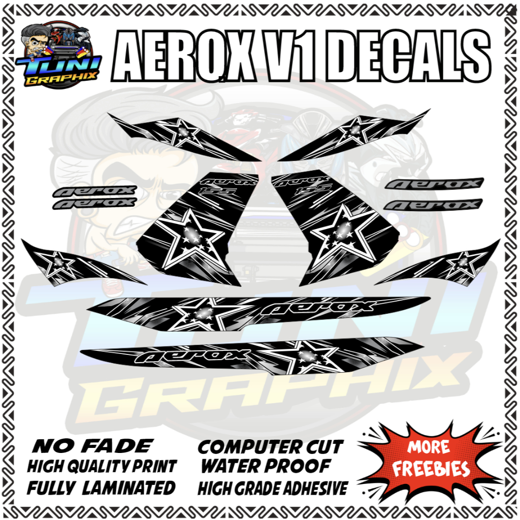 Yamaha Aerox V1 Rising Star Indo Decals Sticker with Freebies | Shopee ...