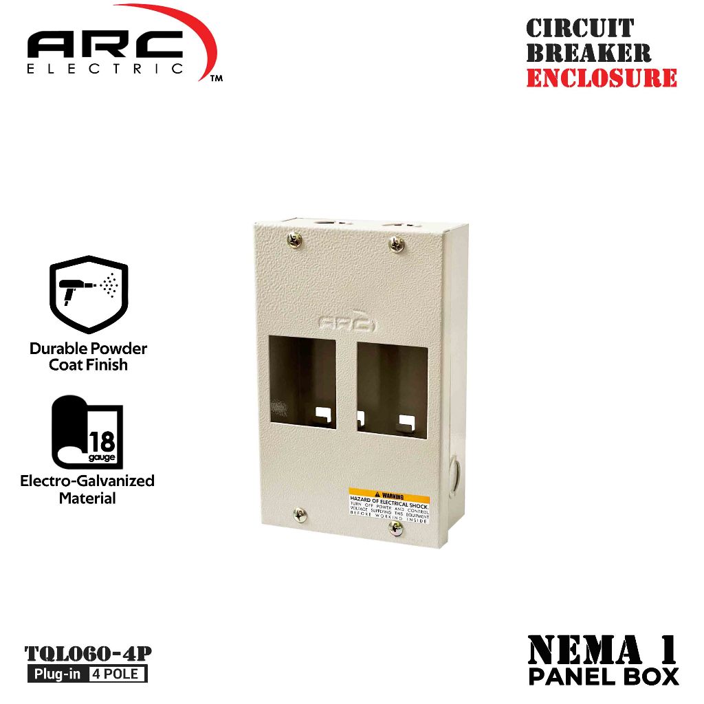 ARC Panel Box for 2-Circuit Breakers 18ga Enclosure 4-Pole Bolt-On ...