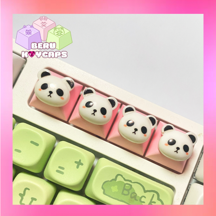 Panda Keycaps Pink Cute Kecaps Beru Keycaps for Mechanical Keyboard ...