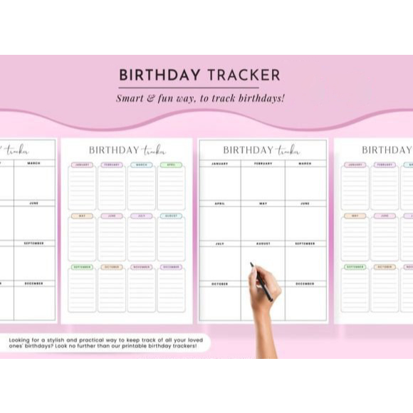 Digital Planner, Printable Birthday Tracker, Printable Birthday Planner ...