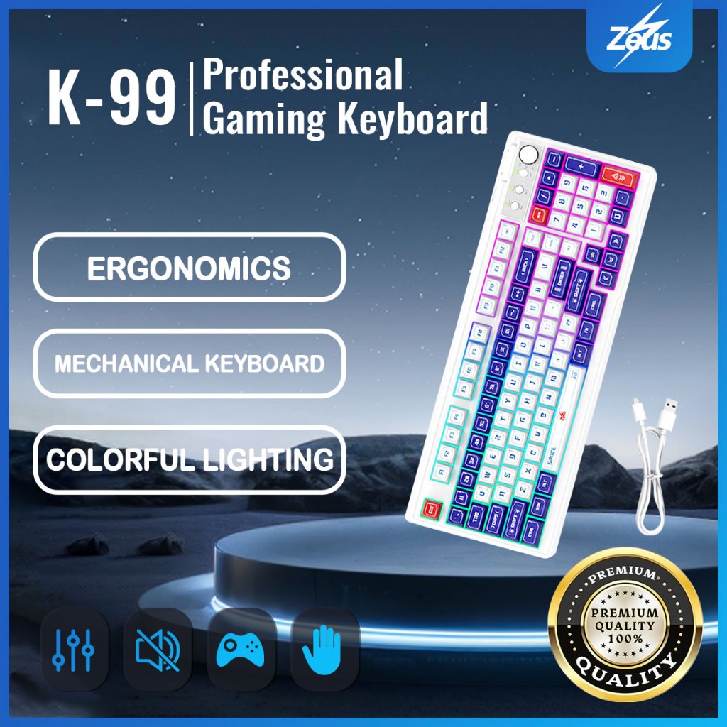 Zeus K-99 98-Key Wired Gaming Keyboard Mecha Gundam Style Mechanical ...