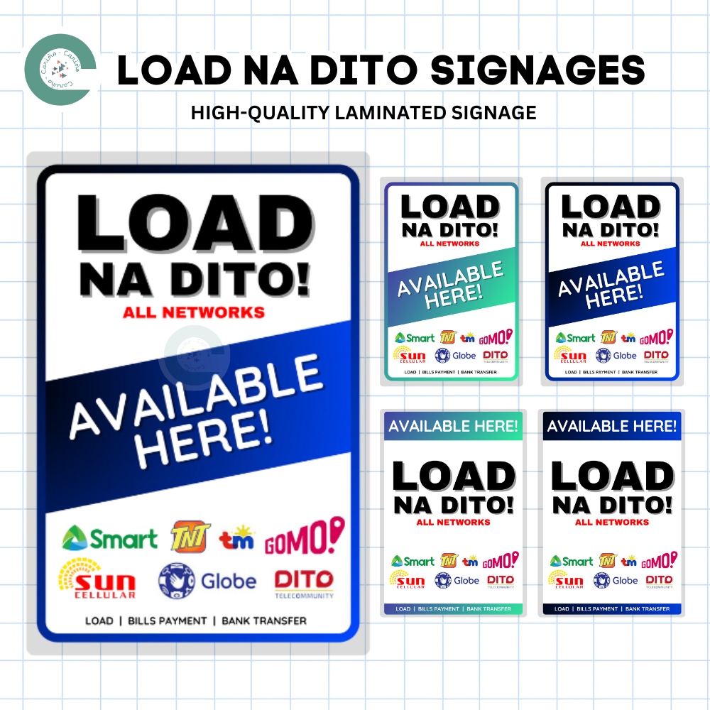 Laminated | Load na dito Signage l Load Available Here Signage | Shopee ...