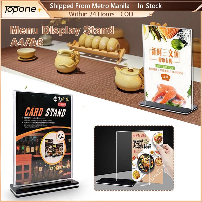 Acrylic Menu Display Stand A4 A6 Double Sided AD Frame Desktop Poster ...