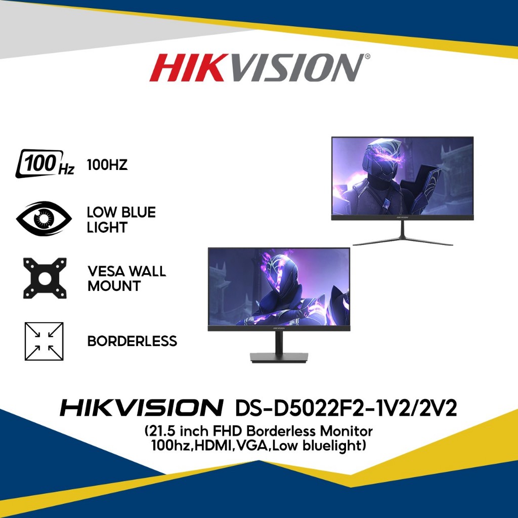 Hikvision 21.5 inch DS-D5022F2-1V2/2V2 FHD Borderless Monitor(100hz ...