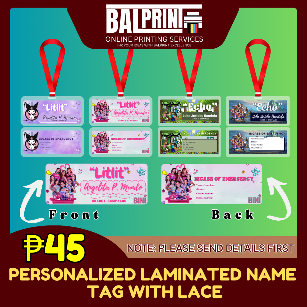 CUSTOMIZED LAMINATED NAME TAG WITH LACE | Shopee Malaysia
