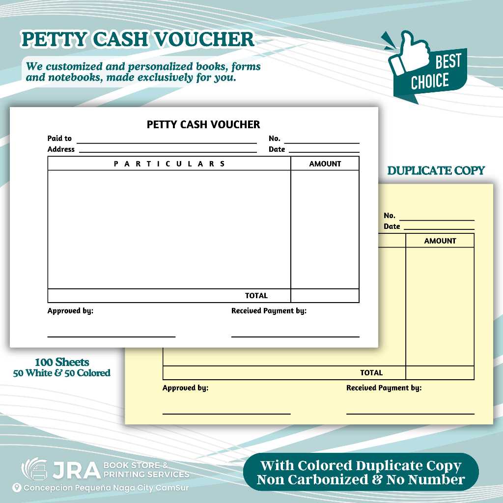 100 Sheets Petty Cash Voucher Pad – Receipt Book for Business Expense ...