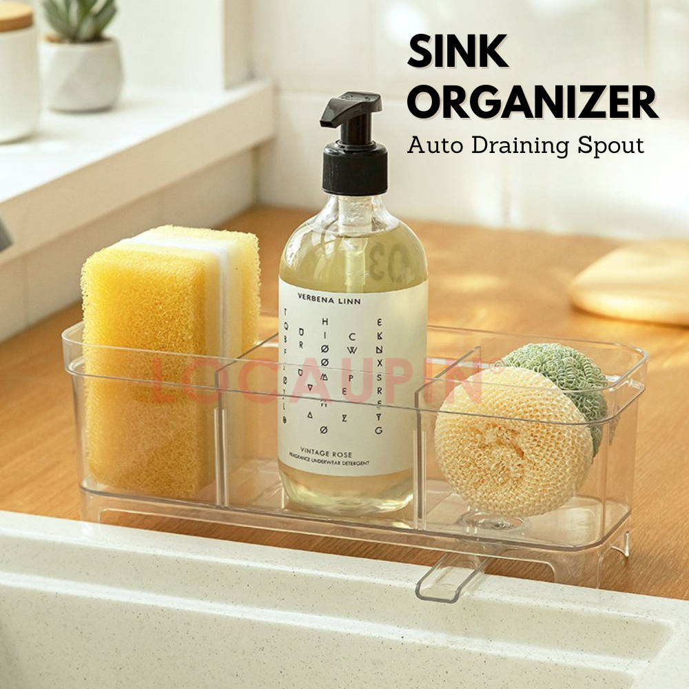 LOCAUPIN Sink Organizer Kitchen Caddy Storage Adjustable Divider Brush ...