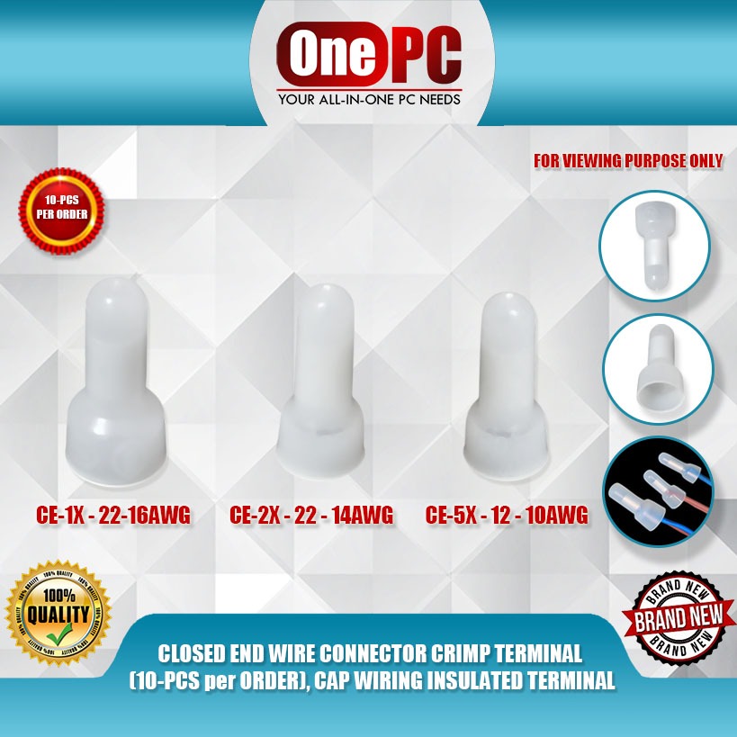 ONE PC CLOSED END WIRE CONNECTOR CRIMP TERMINAL (10-PCS per ORDER), CAP ...